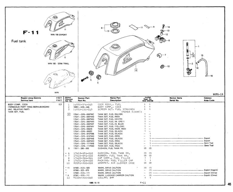 F-11 Fuel Tank - Katalog Suku Cadang Honda WIN GF6 - Harga Kredit Motor ...