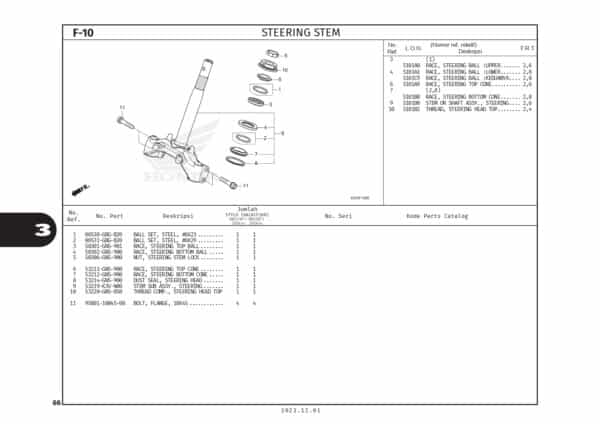 F-10 Steering Stem - Katalog Suku Cadang Honda Stylo 160 - Harga Kredit ...