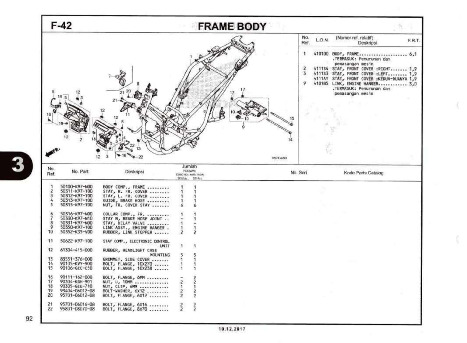 F-42 Frame Body - Katalog Suku Cadang Honda PCX HYBRID 2018MY - Harga ...