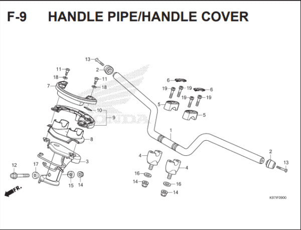 Pipe Comp Steering Handle - PCX 150 K97 & PCX Hybrid 53100K97T00