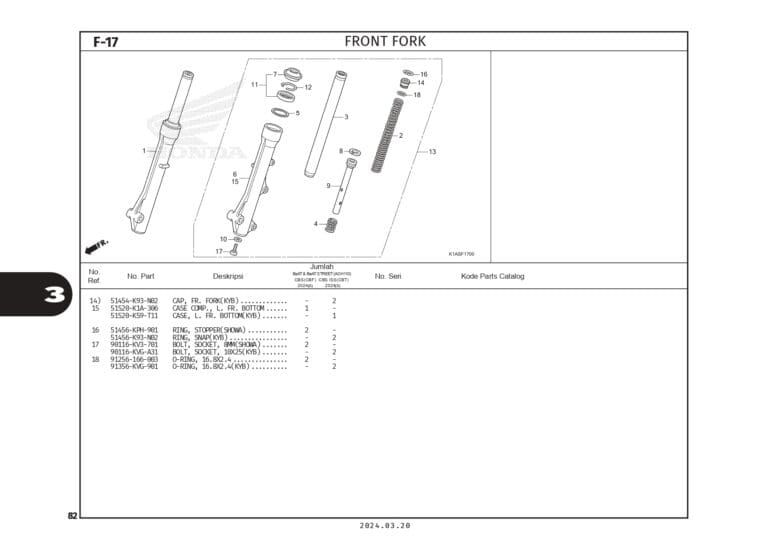 F-17 Front Fork - Katalog Suku Cadang Honda New BeAT K1AL - Harga ...