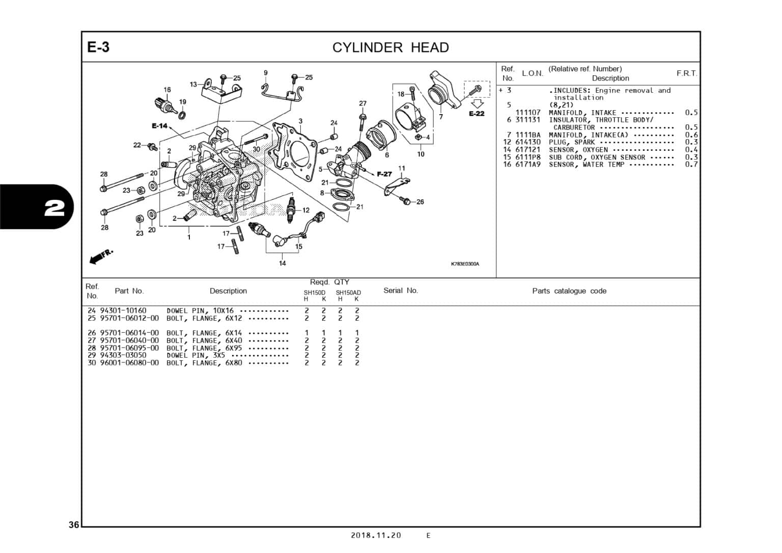 E-3 Cylinder Head - Katalog Suku Cadang Honda SH150i - Harga Kredit ...