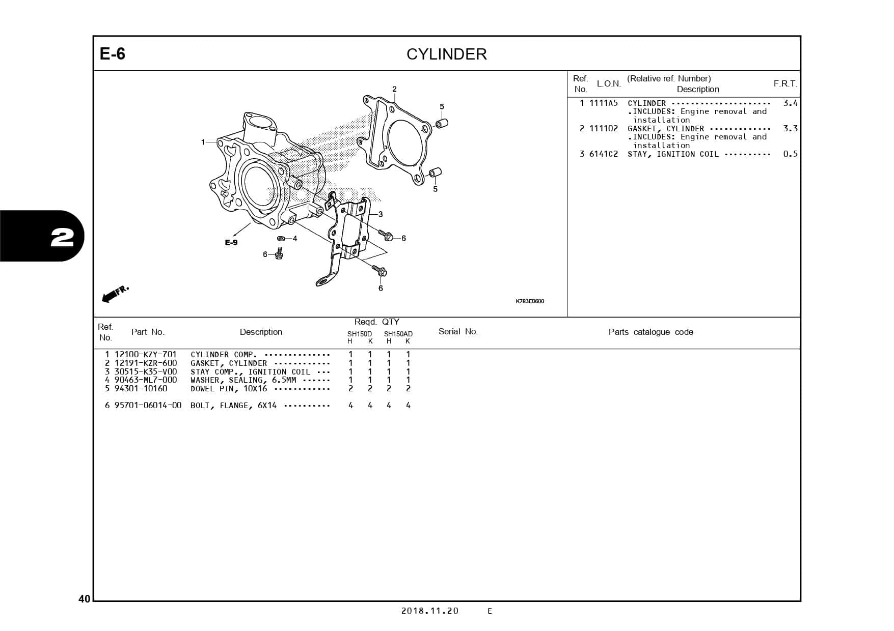 E-6 Cylinder - Katalog Suku Cadang Honda SH150i - Harga Kredit Motor ...