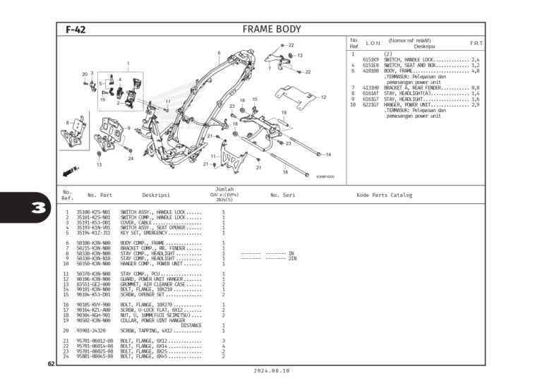 F-42 Frame Body - Katalog Suku Cadang Honda CUV e: - Harga Kredit Motor ...