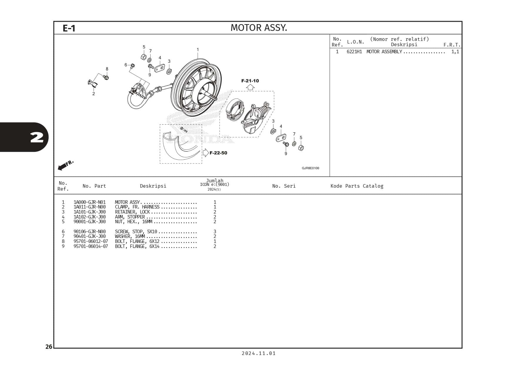 E-1 Motor Assy - Katalog Suku Cadang Honda ICON e: - Harga Kredit Motor ...