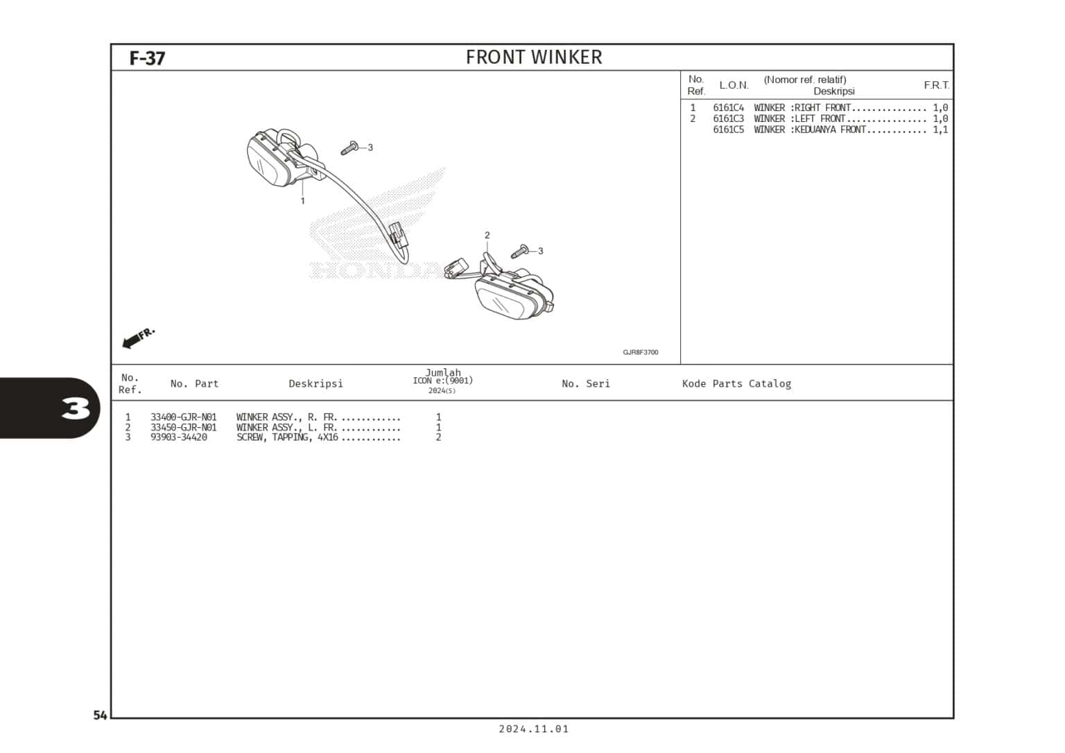 F-37 Front Winker - Katalog Suku Cadang Honda ICON e: - Harga Kredit ...