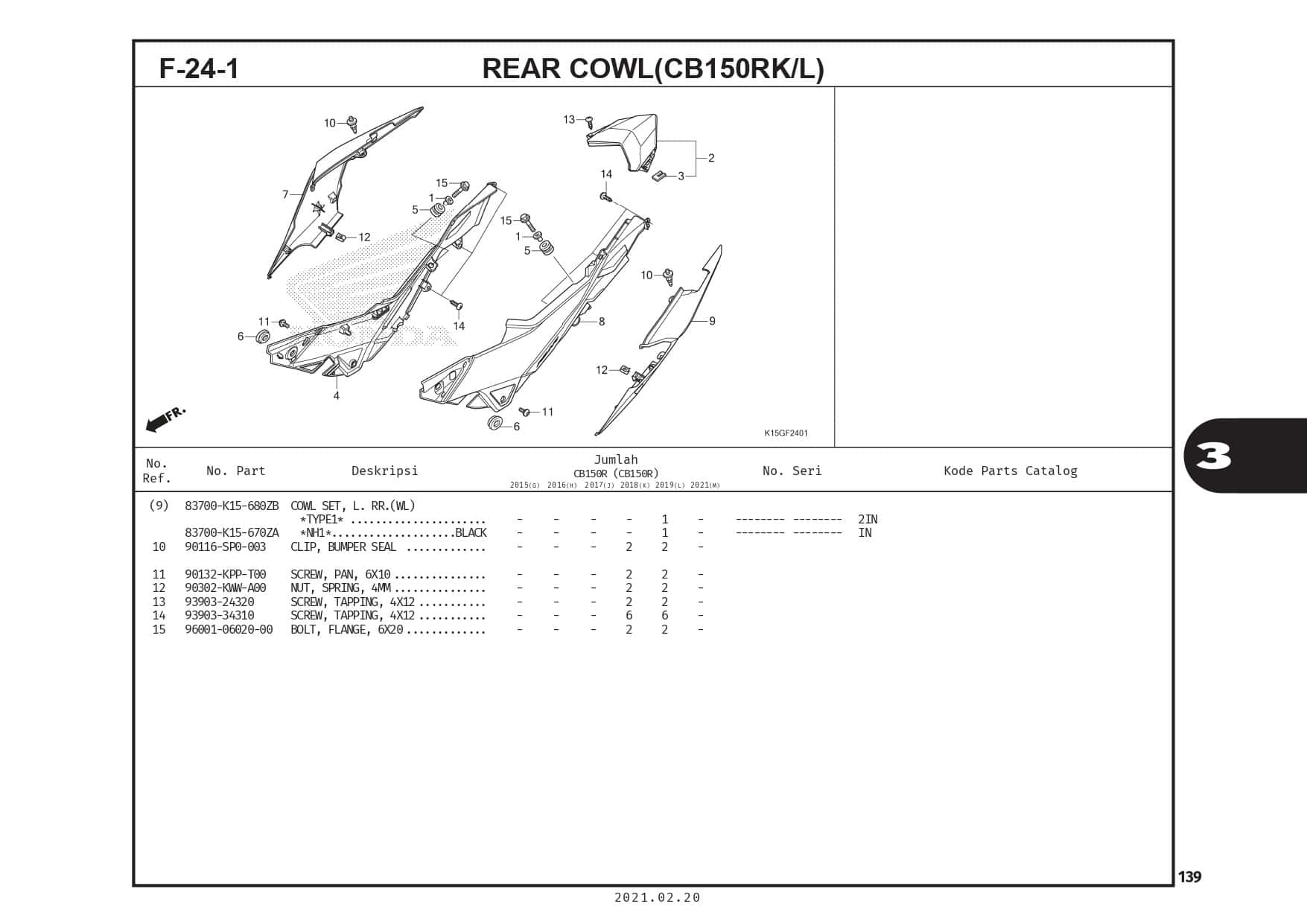 F-24-1 Rear Cowl - Katalog Honda CB150 K15P - Harga Kredit Motor Honda ...
