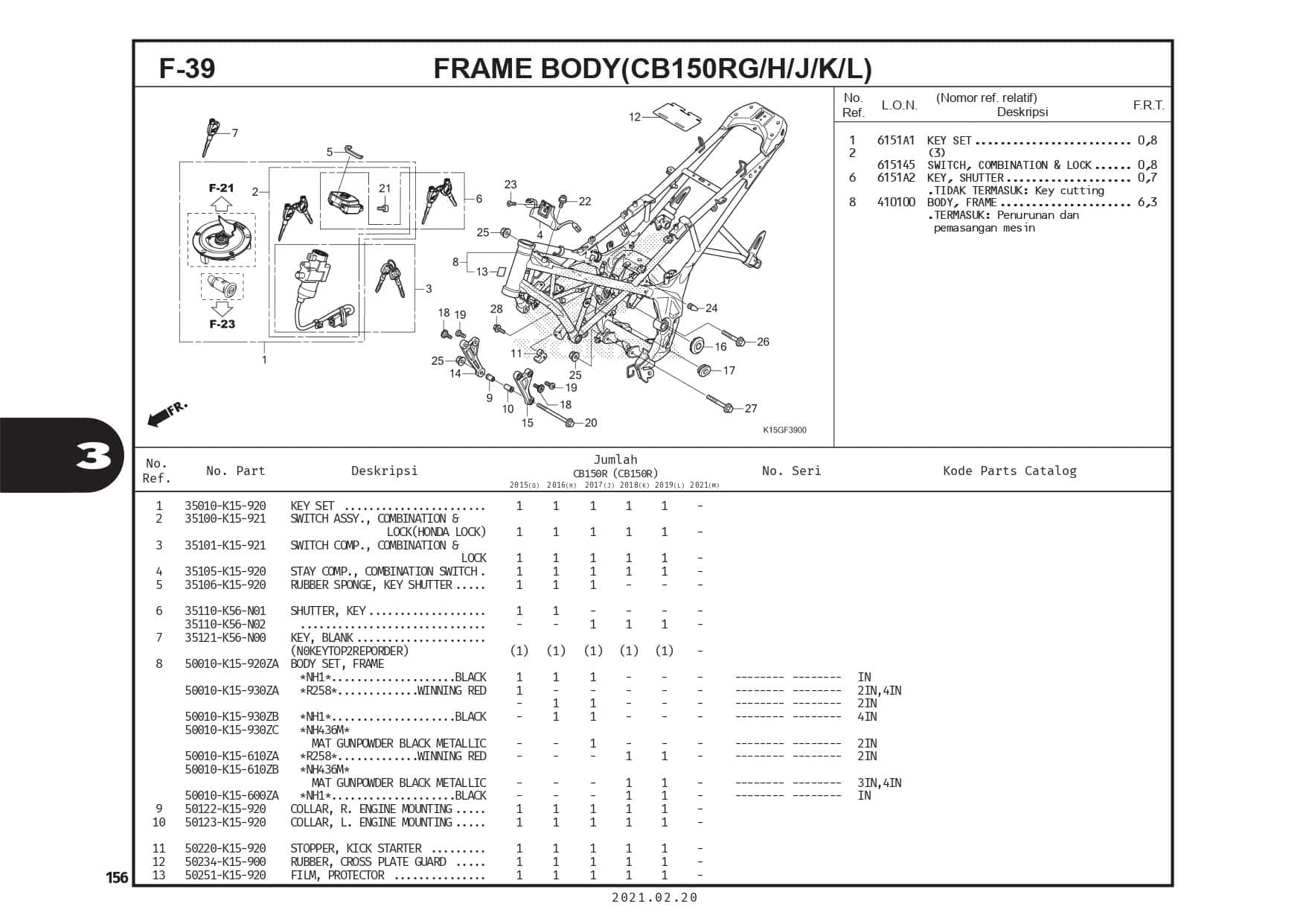 F-39 Frame Body - Katalog Honda CB150 K15P - Harga Kredit Motor Honda ...