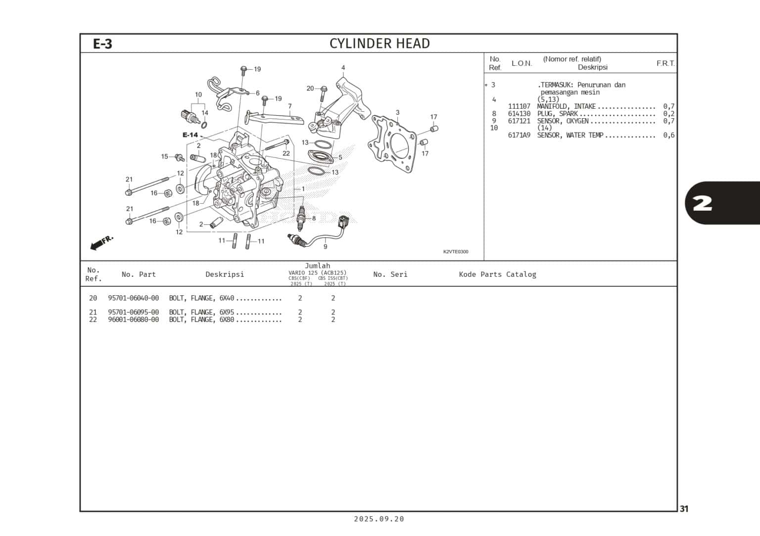 E-3 Cylinder Head - Honda New Vario 125 dan Vario 125 Street - Harga ...