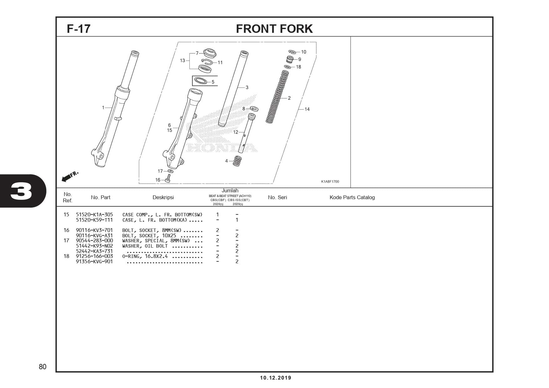 F-17 Front Fork - Honda BeAT Street eSP K1A - Harga Kredit Motor Honda ...