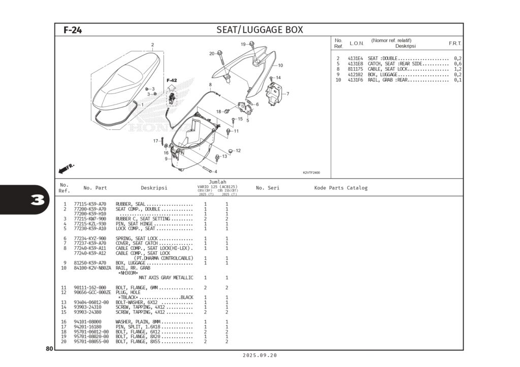 F-24 Seat Luggage Box - Katalog Honda Vario 125 Street K2VB - Harga ...